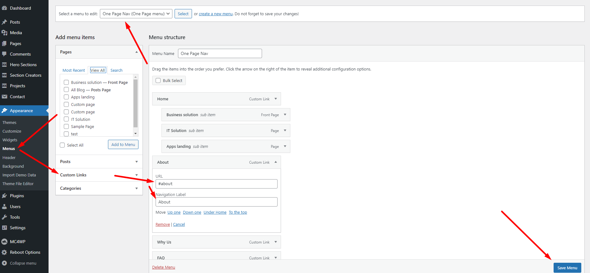 One Page Menu – ThemeAtelier